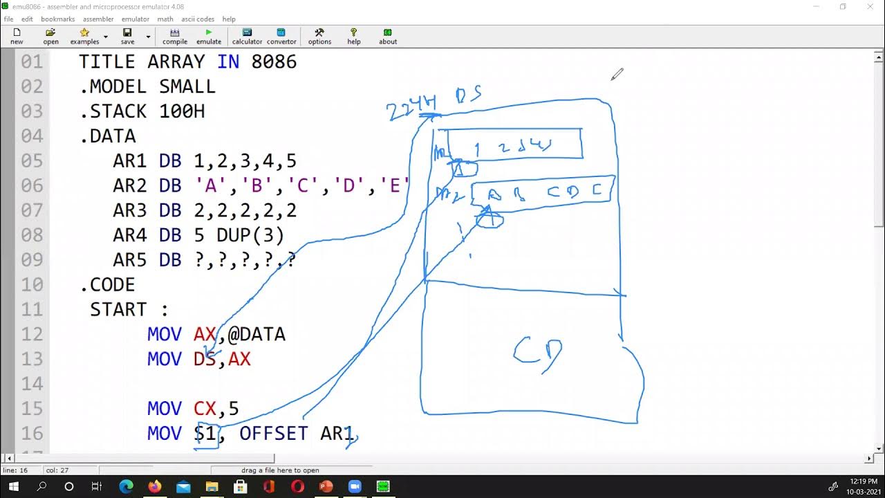 8086 Assembly Programming : Arrays Part one - YouTube