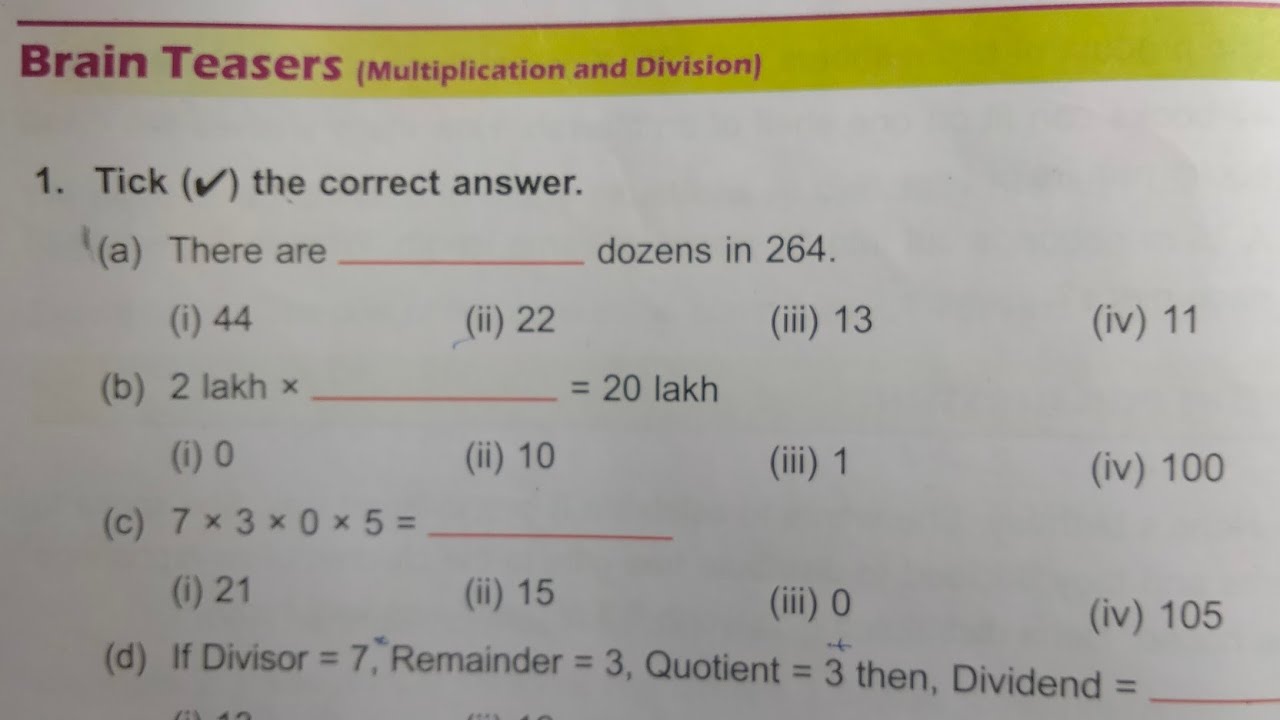 math class 4 chapter 4 brain teasers dav public school - YouTube