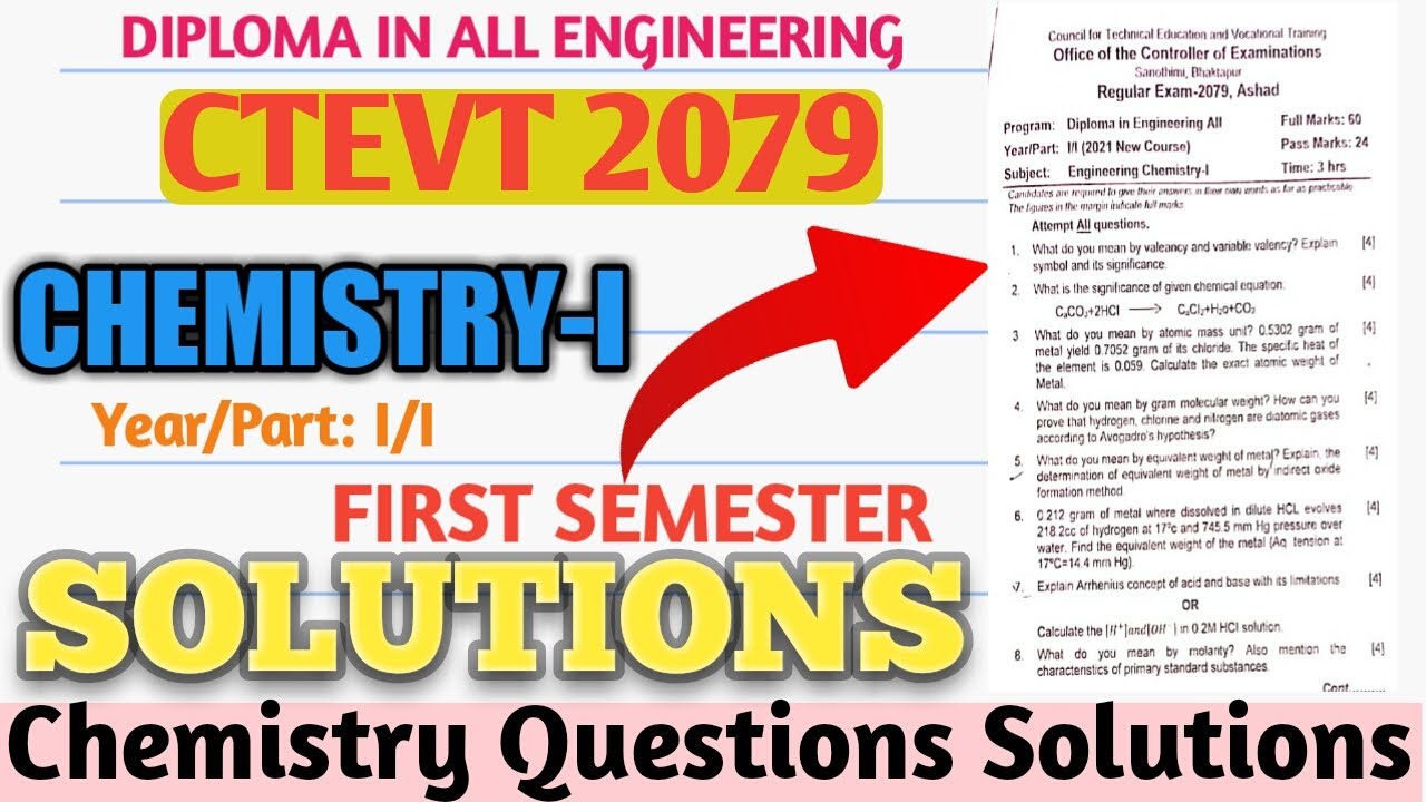 Diploma in egineering all#chemistry quetion paper solution#ctevt 2079# ...