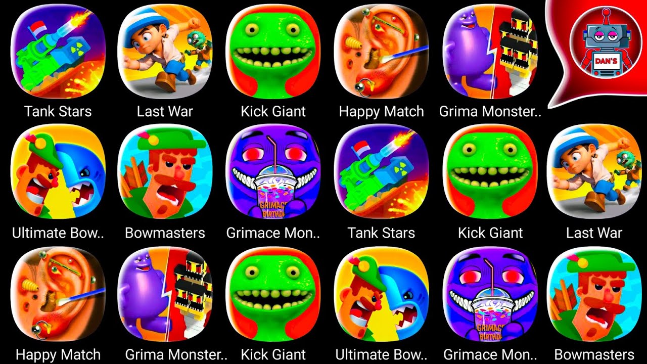 Tank Stars,Bowmasters,Grima Monster Run,Last War,Grimace Monster Dop ...