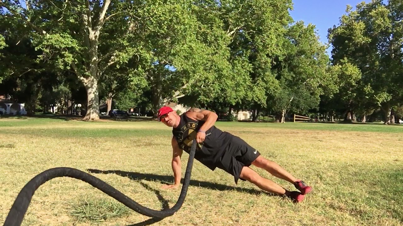 Battle a Rope Side Plank Waves - YouTube
