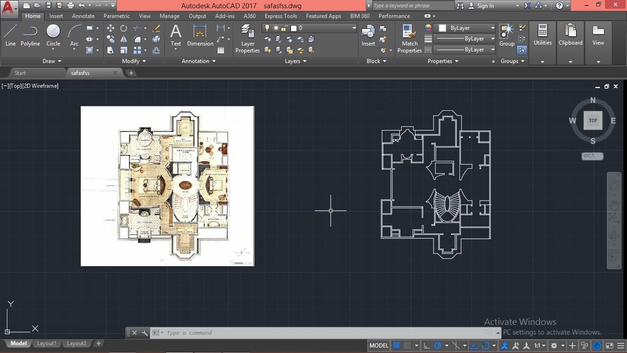 how to draw in autocad from picture - YouTube