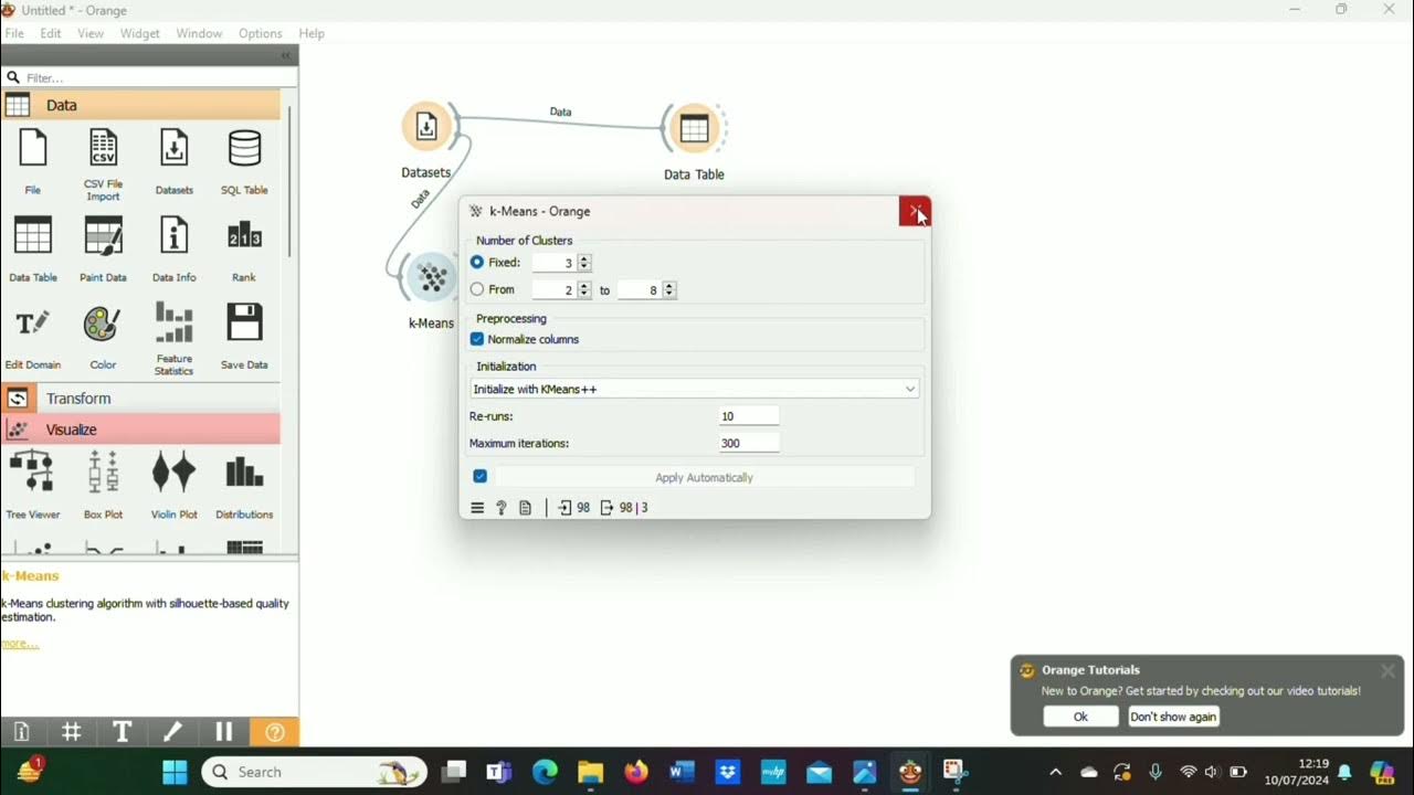 Clustering - Data Orange Mining ( Data K-Means ) - YouTube