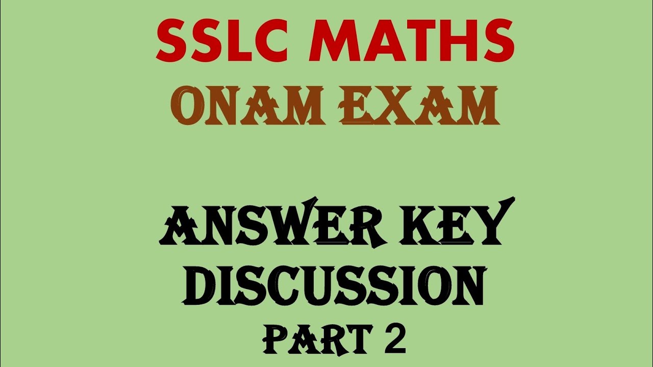 SSLC Maths/Onam Exam/Answer key Discussion - YouTube