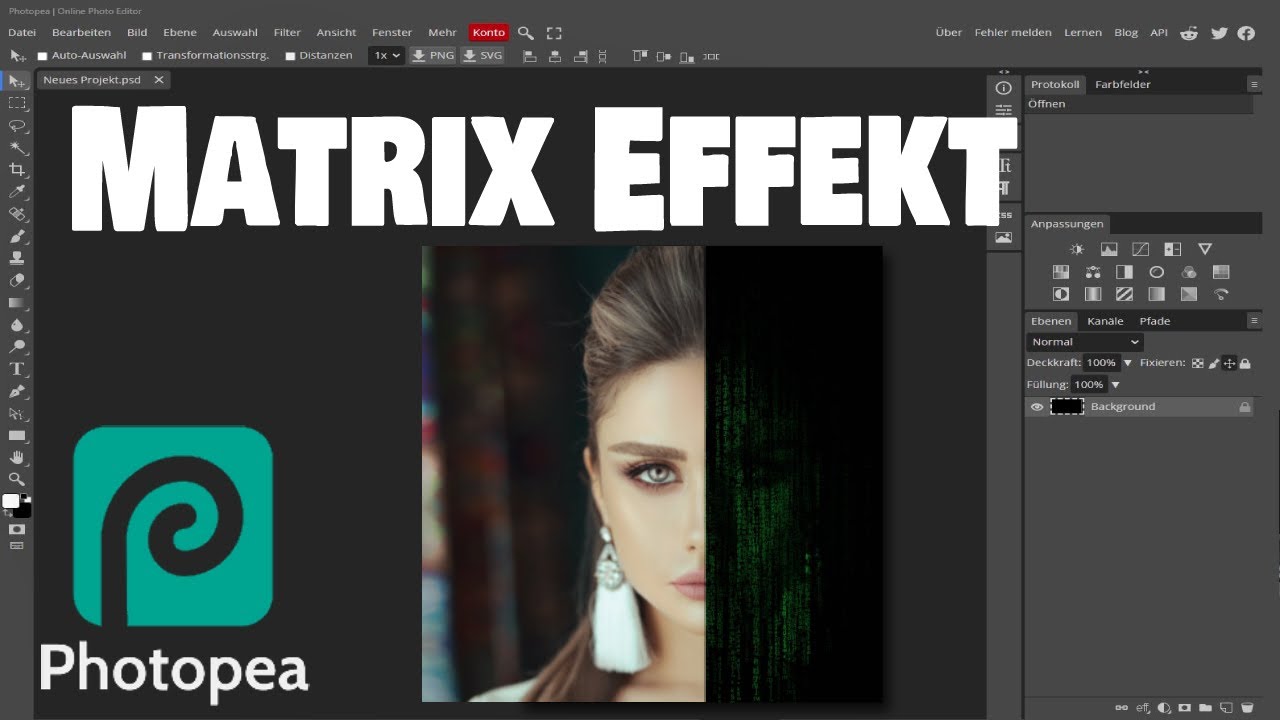 Photopea - Matrix Effekt - YouTube