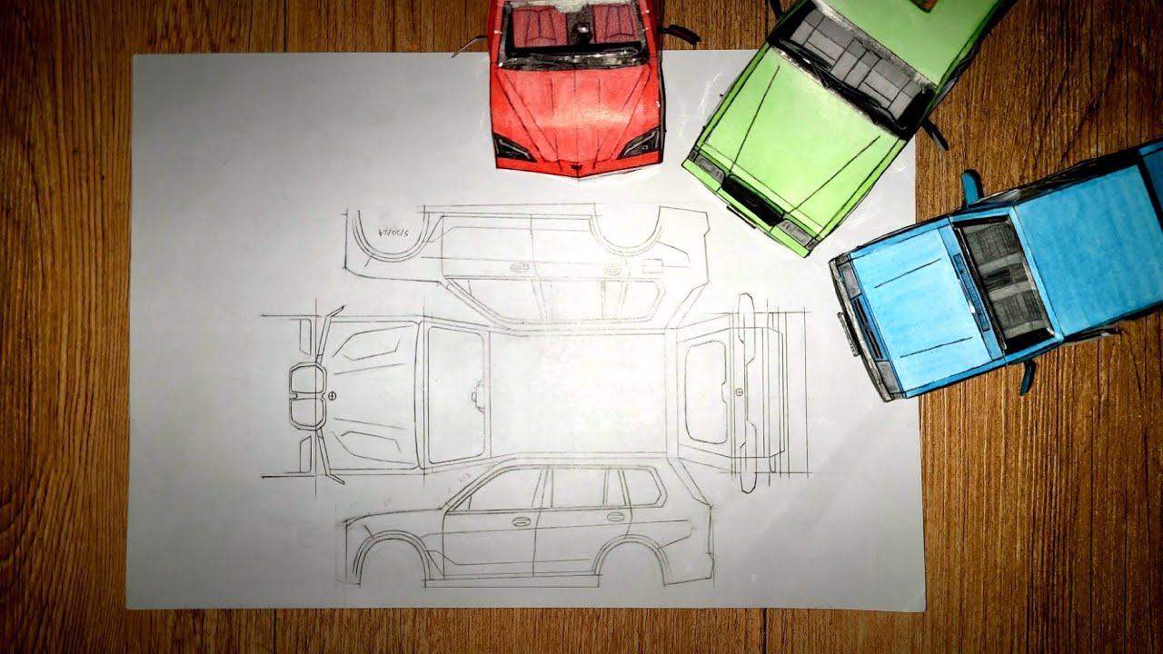 How to Draw Paper Car Templates 종이 자동차 도면 그리기 | Tutorial - YouTube