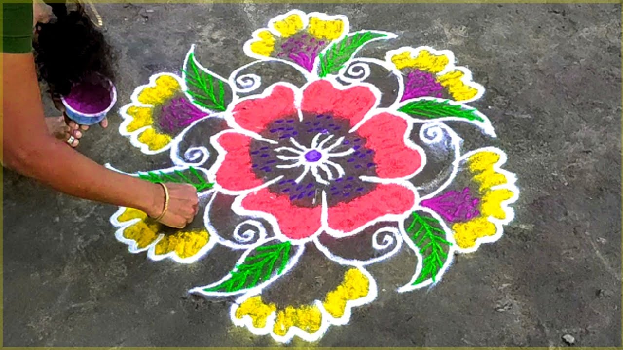 Creative & Easy rangoli kolam design 💫 | Simple 2 Min rangoli #kolam ...