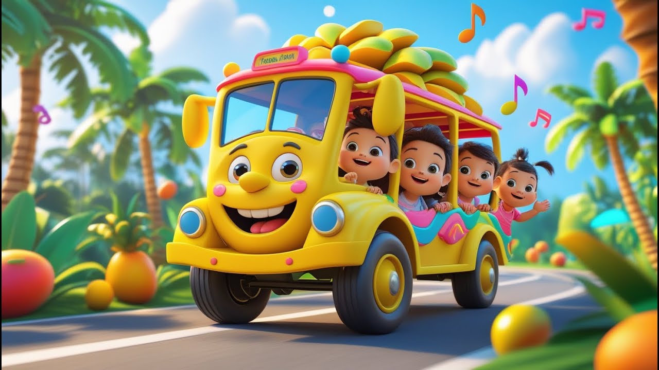 Wheels of the Mango Bus | Fun Nursery Rhyme for Kids | Learn with Music ...