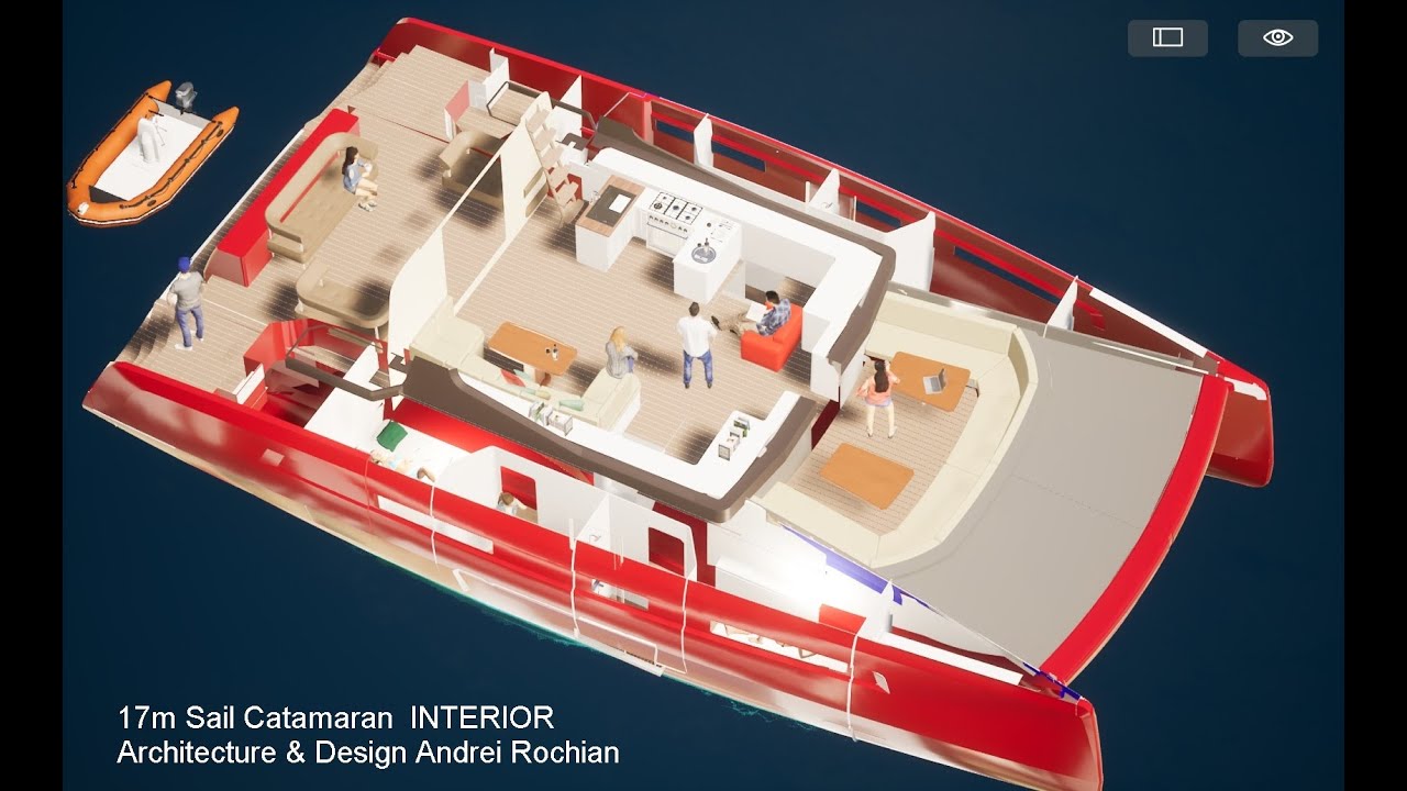 17m Sail Catamaran INTERIOR Architecture & Design Andrei Rochian - YouTube