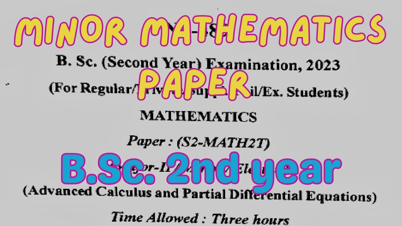 Minor mathematics paper 2023 || previous year question paper || BSc ...