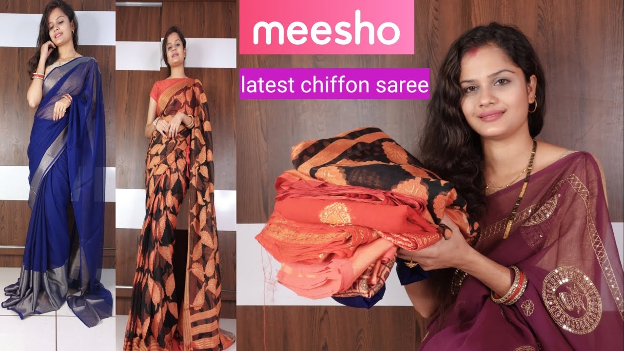 Meesho summer saree haul/ new collection off chiffon/Georgette saree ...