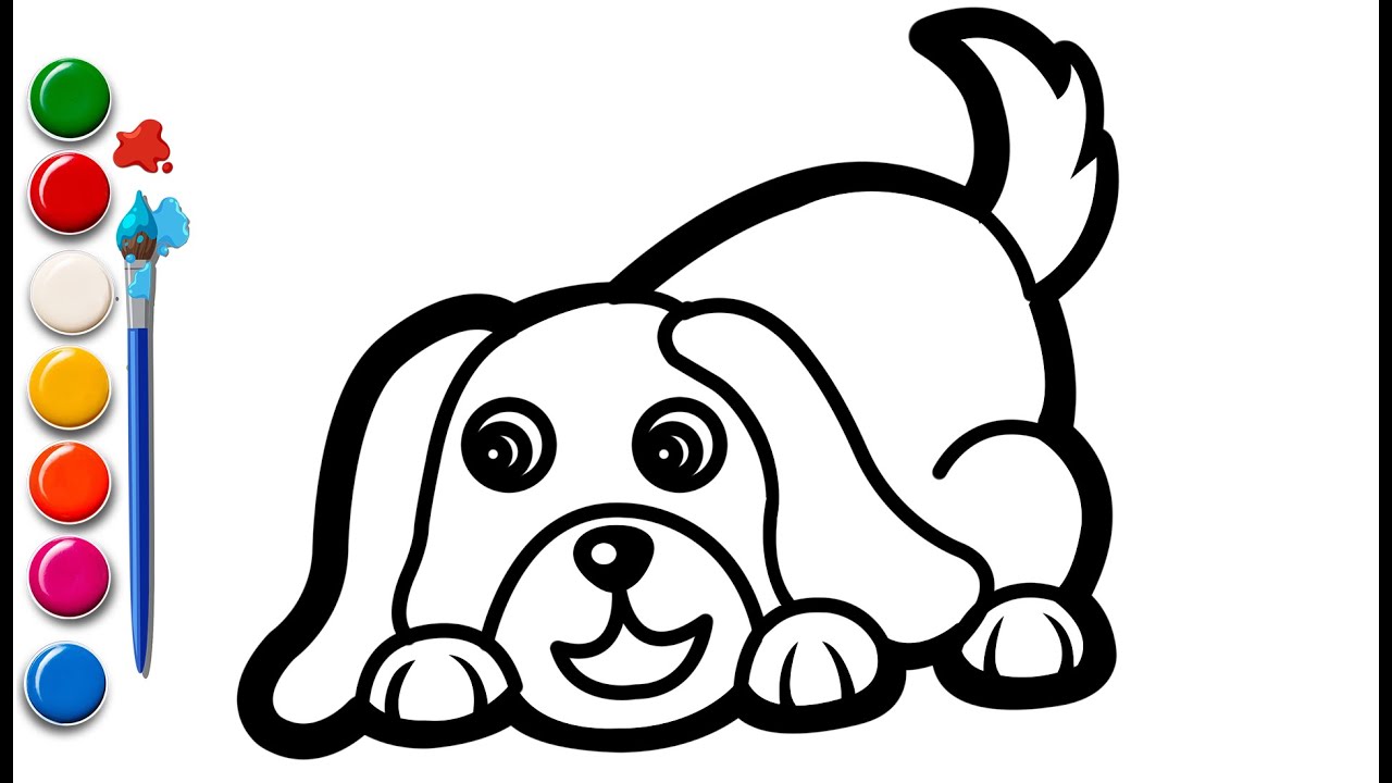 Dog Drawing Easy Step by step || Coloring Dog drawing video || HD Dog ...