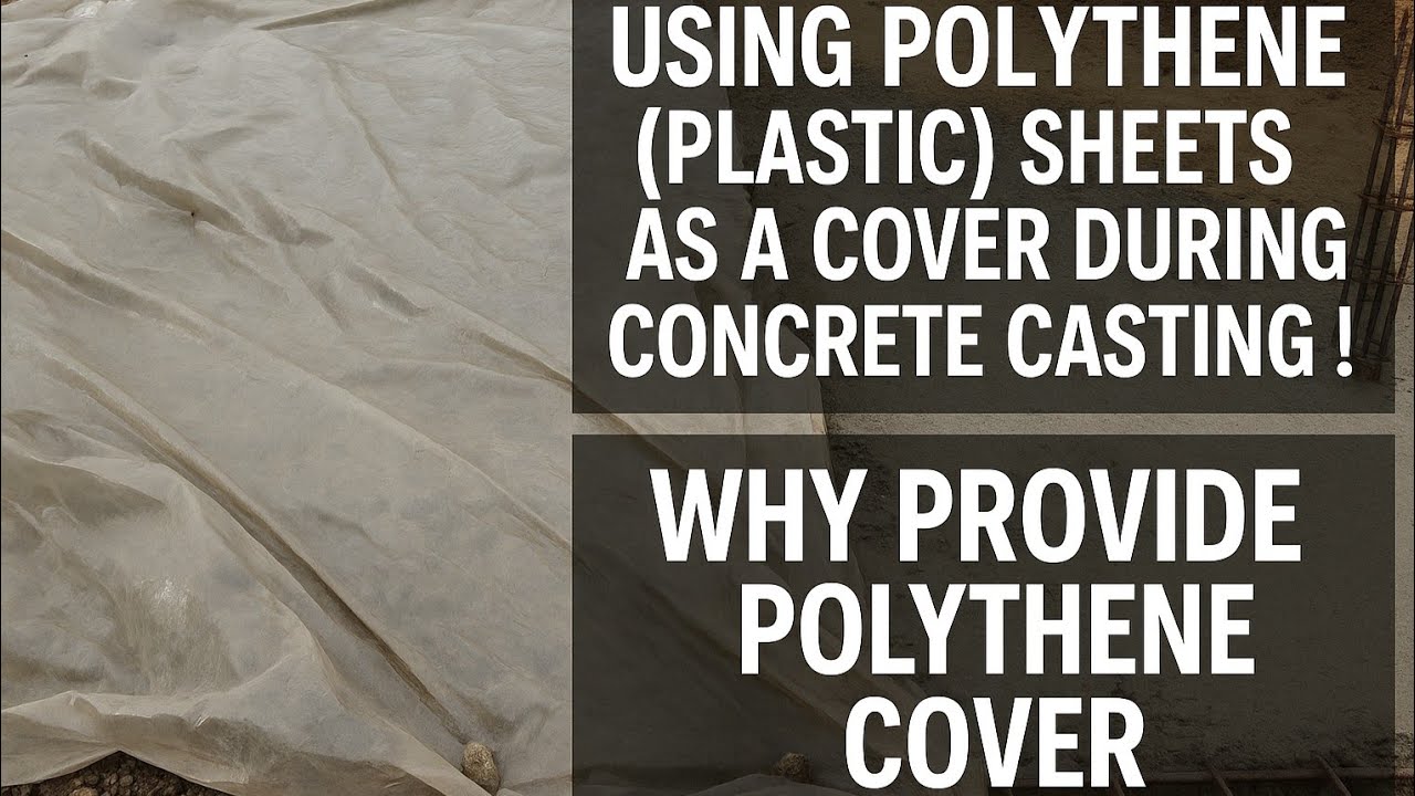Using polythene (plastic) sheets as a cover during concrete casting ...