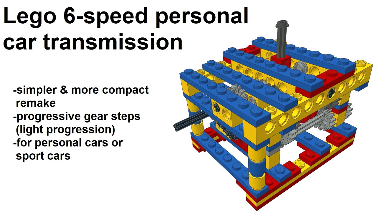 Lego 6-speed personal car transmission, remake - YouTube
