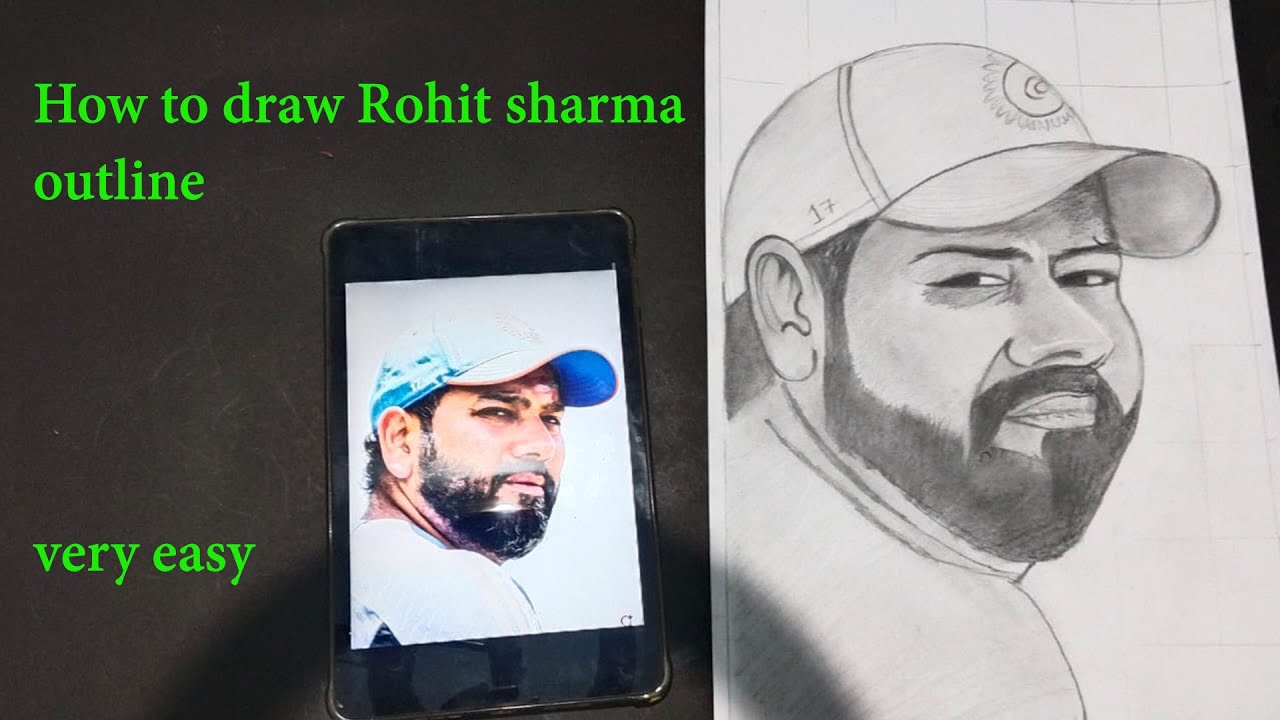 How to draw Rohit sharma out line || rohit sharma drawing - YouTube