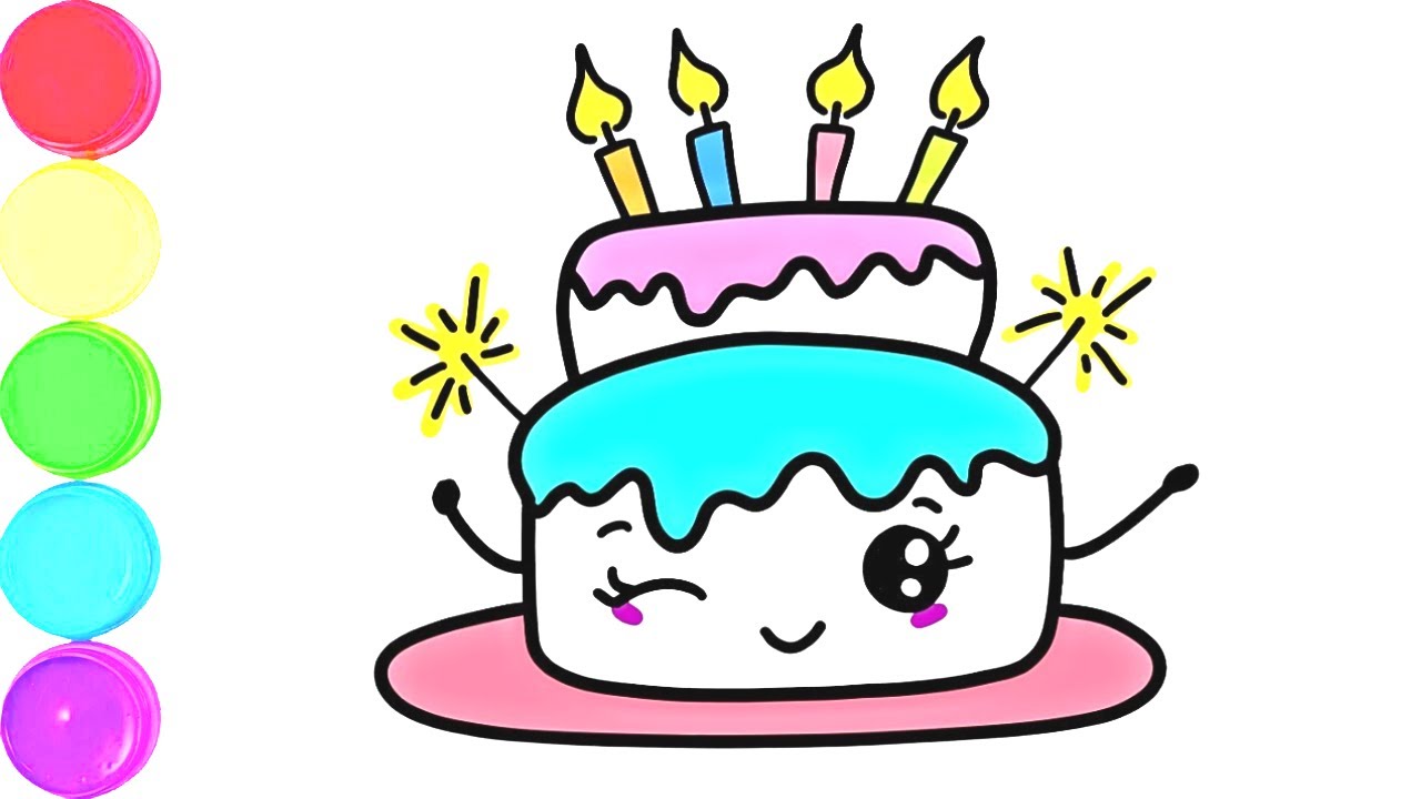 How To Draw A Birthday Cake Easy Step By Step 🎂 Birthday Cake Drawing ...