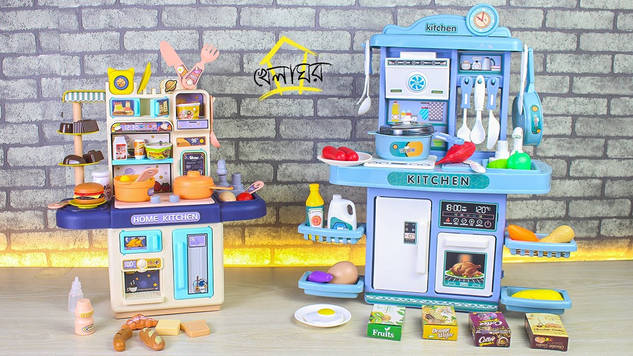 Kitchen Set for Kids Girls With Real Smoke (Simulation of Spray) Play ...