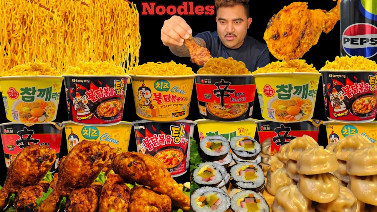 ||Spicy Instant Cup Noodles 🍜 || Crispy Fried Chicken🍗🍗||Korean MoMo's🥟 ...