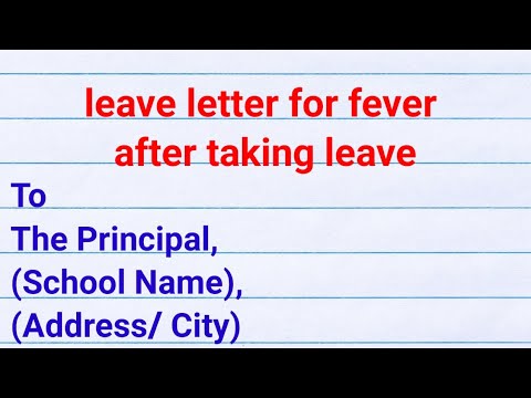 leave letter for fever after taking leave|leave letter for fever after ...