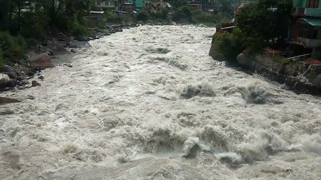 latest flood situation in manali and kasol - YouTube