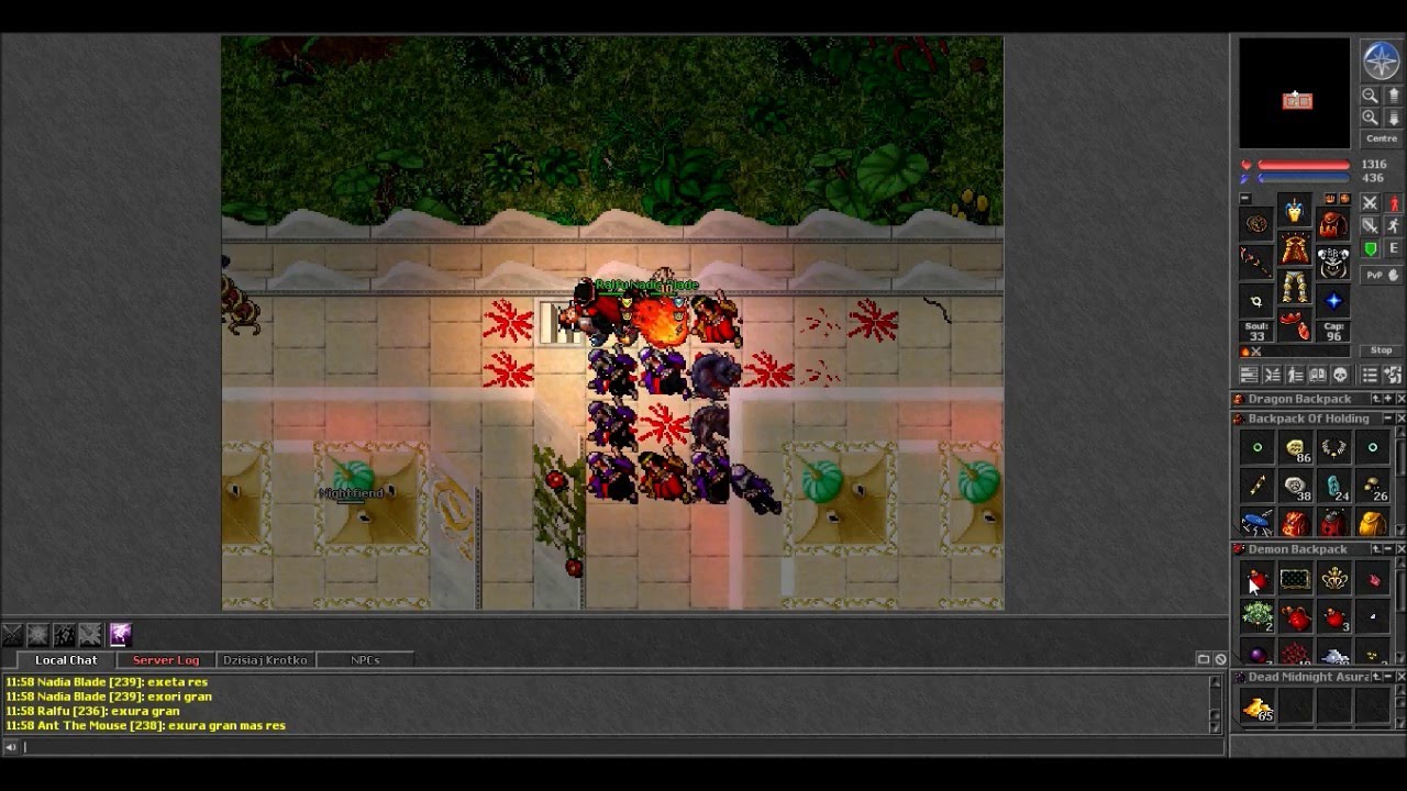 Tibia Asura Palace ED, MS, EK Team Hunt - YouTube