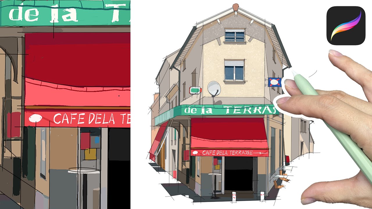 How I draw a store on the streets | iPad drawing | Procreate - YouTube