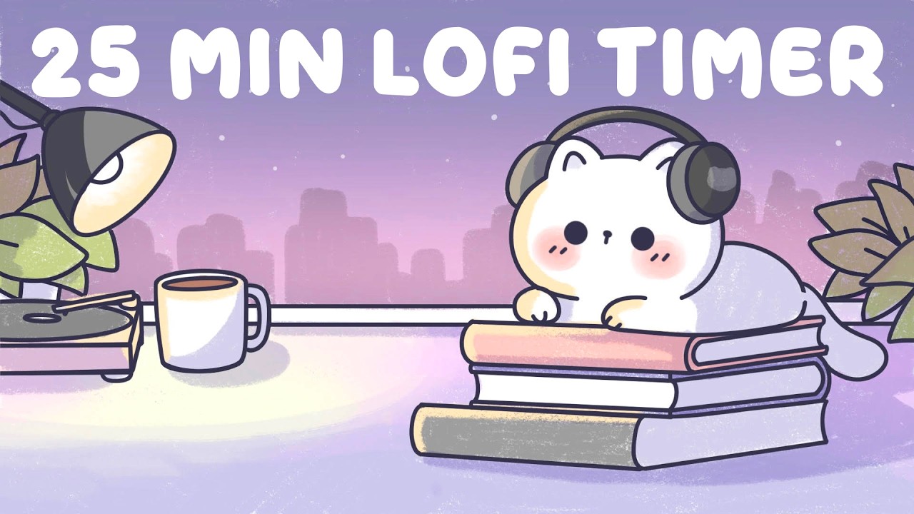 25 minute lofi Timer 💜 Study With Me Pomodoro 25 min 🎵 Focus Music Jazz ...