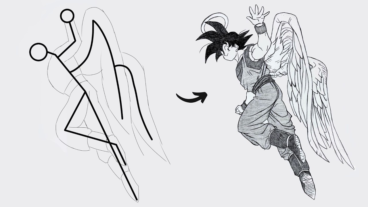 How to Draw Goku as an Angel | Full Body Drawing | Dragon Ball - YouTube