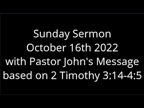 Sunday Sermon for October 16th 2022 - YouTube