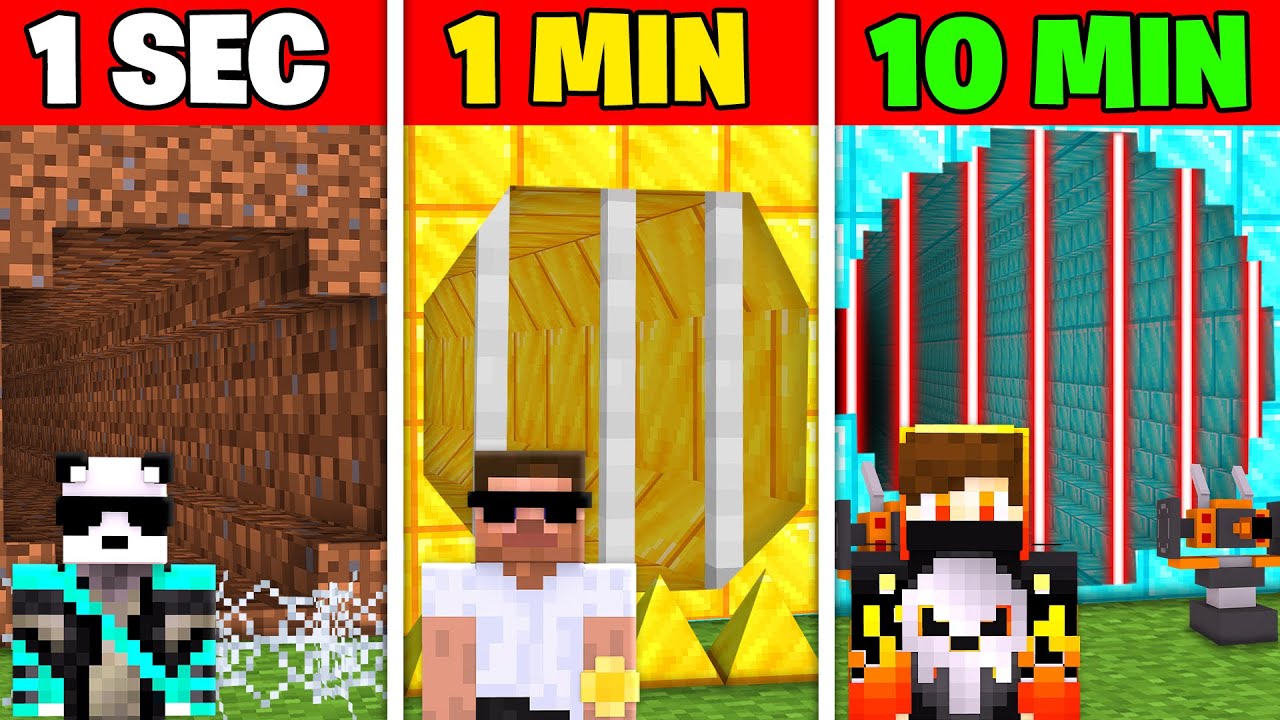 1 SEC VS 10 SEC SECURITY TUNNEL BUILD BATTLE IN MINECRAFT !!!! - YouTube