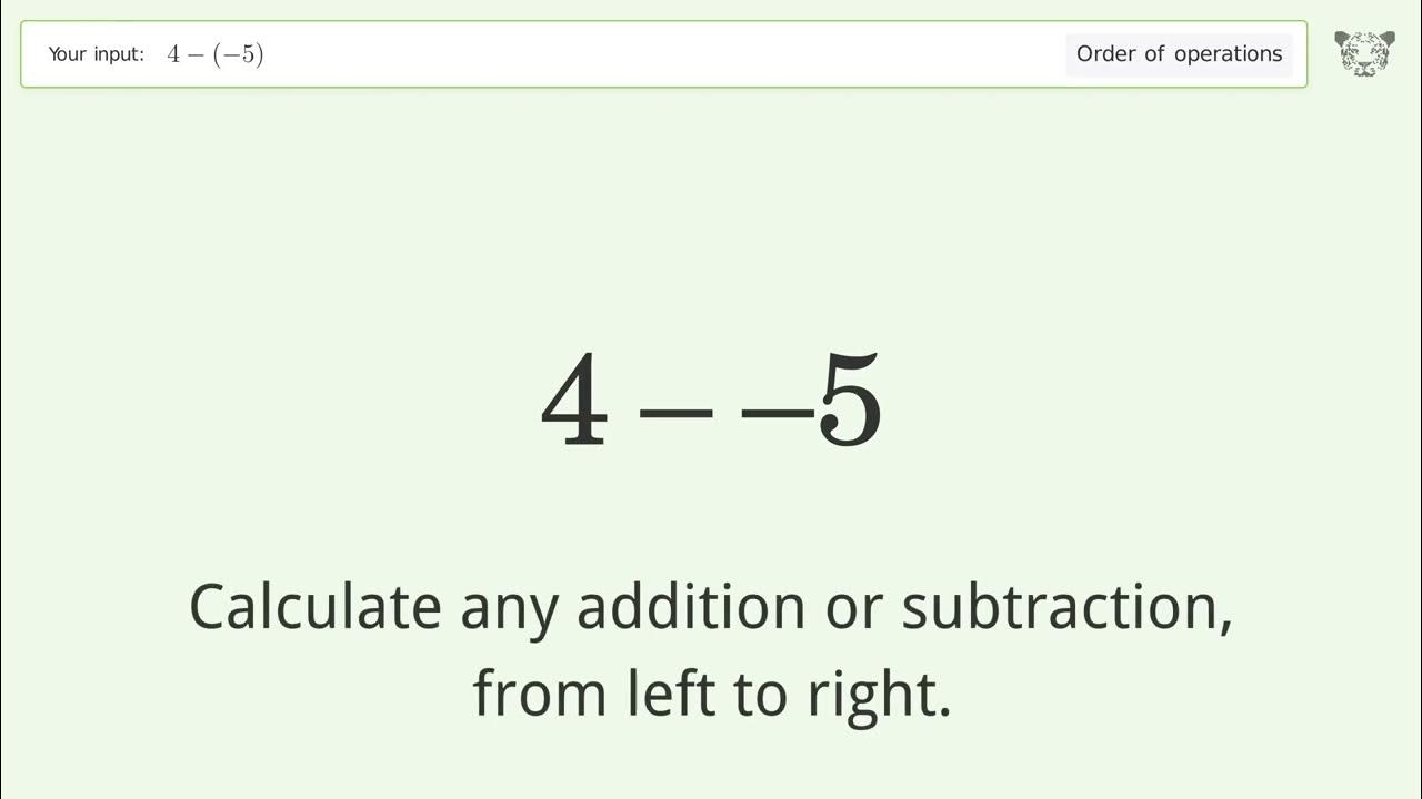 Master Order of Operations: Solve 4-(-5) Step by Step! - YouTube