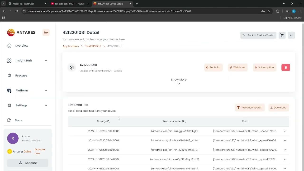 SUBSCRIBE DATA MENGGUNAKAN ANTARES MQTT - YouTube