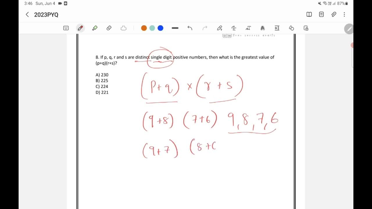 CSAT 2023 Answer Key - If p, q, r and s are distinct single digit positive numbers, then ...
