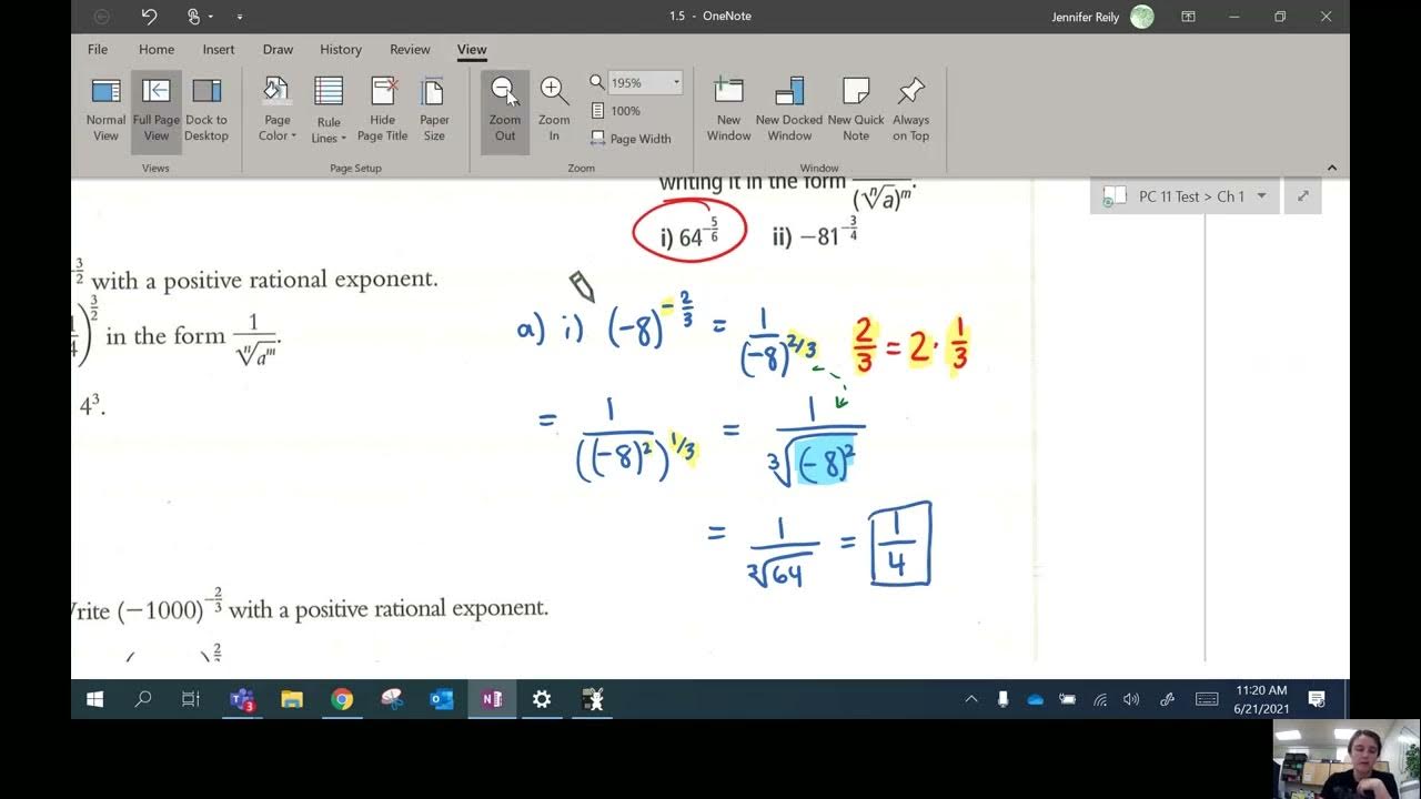 Pre-Calculus 11 - Lesson 1.5 - Powers with Negative Rational Exponents ...
