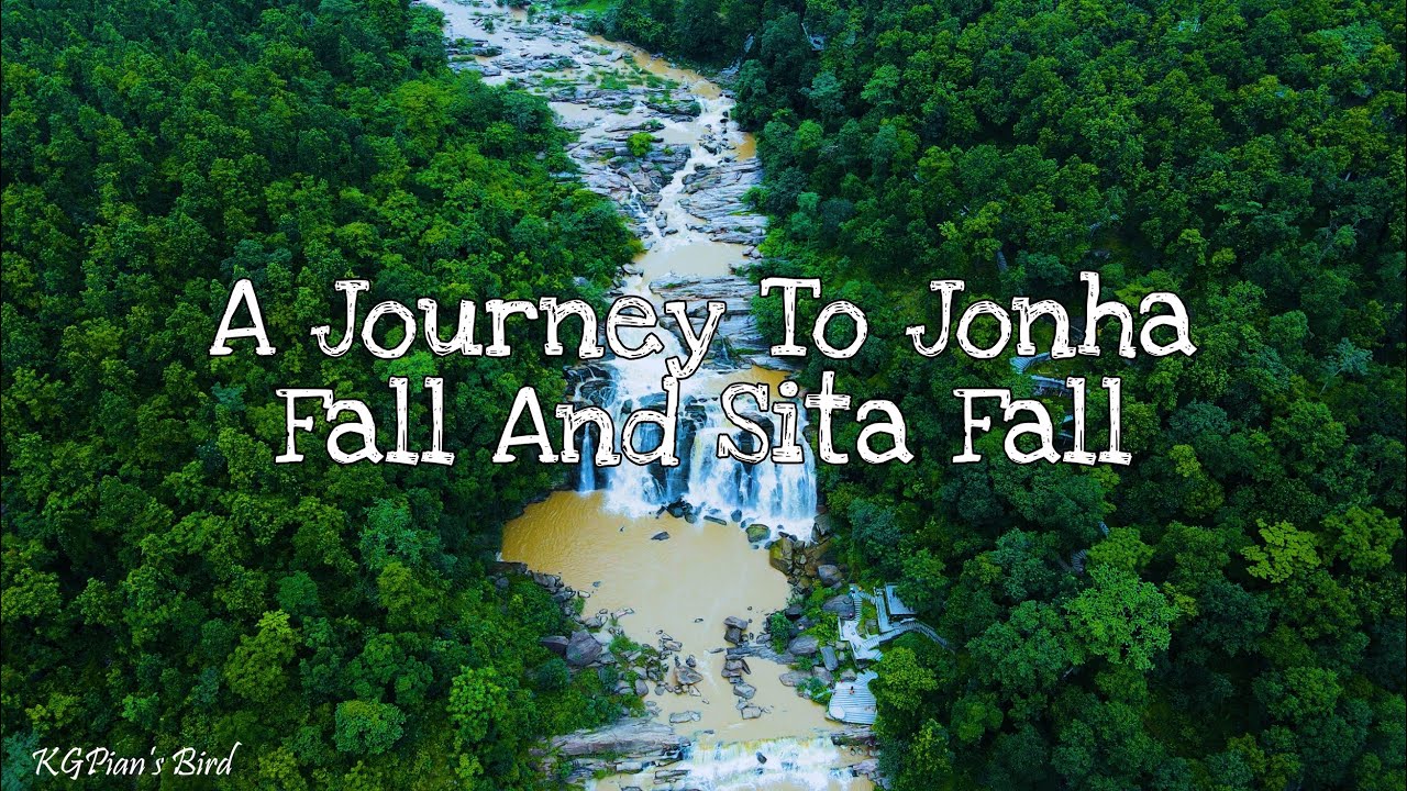 4K The Journey to Jonha Fall and Sita Fall, Aerial View, The Capital ...