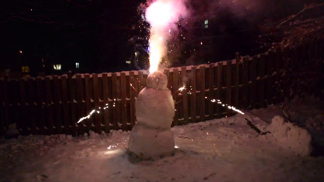 Fireworks in a Snowman! - YouTube