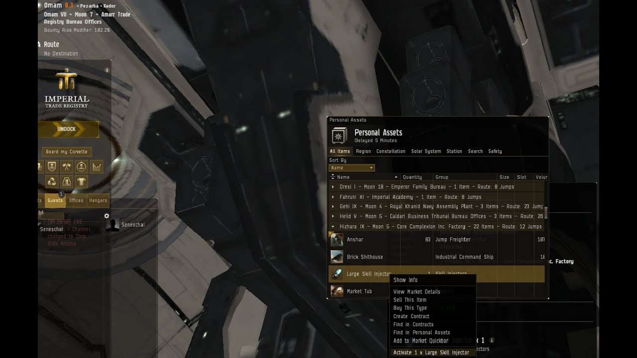 Eve online - Activating skill injectors remotely - YouTube
