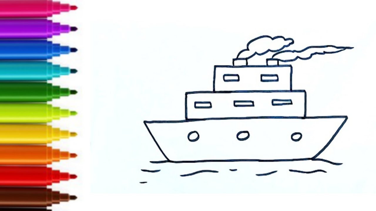 ship Drawing easy for kids to Draw a ship with some lines, simple ...