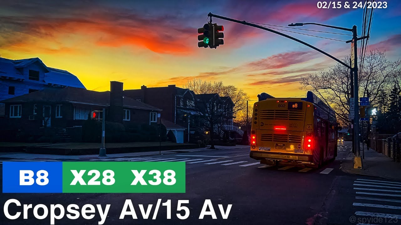 ᴴᴰ⁶⁰ MTA NYCT Bus: B8, X28, & X38 Buses @ Cropsey Ave & 15th Ave during ...