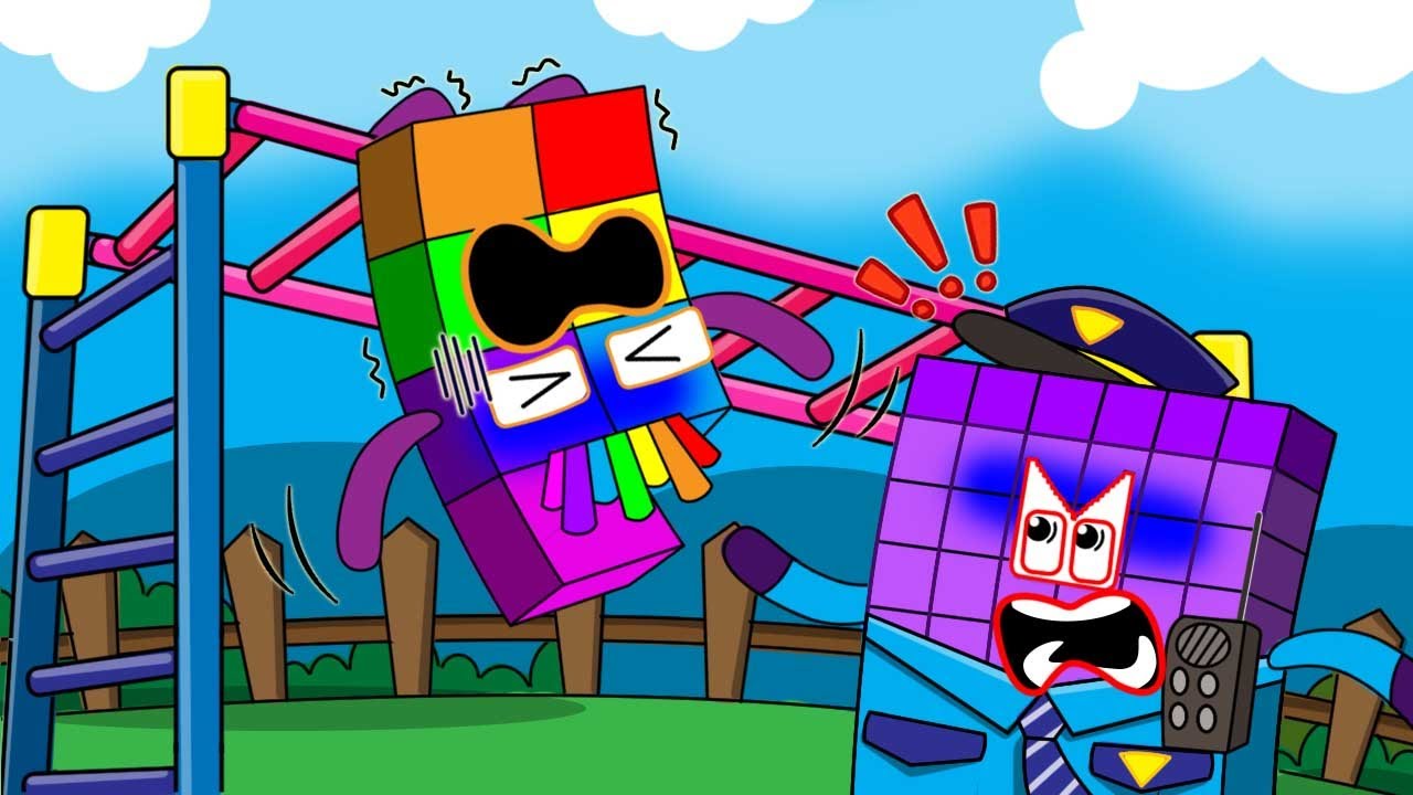 Play Safe Numberblocks 7! Don't Hanging Upside Down at The Playground l ...