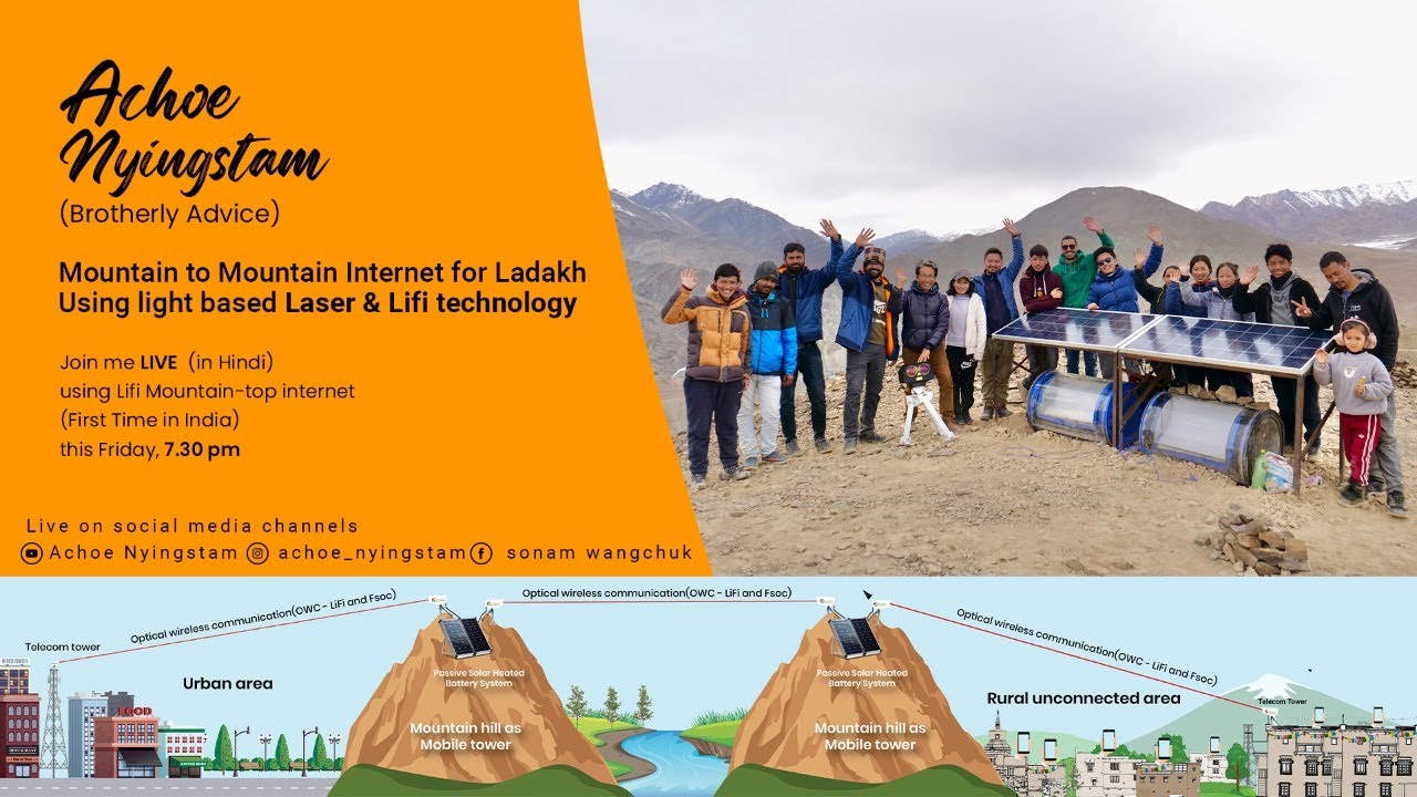 Mountain to Mountain Internet for Ladakh Using light based Laser & Lifi ...