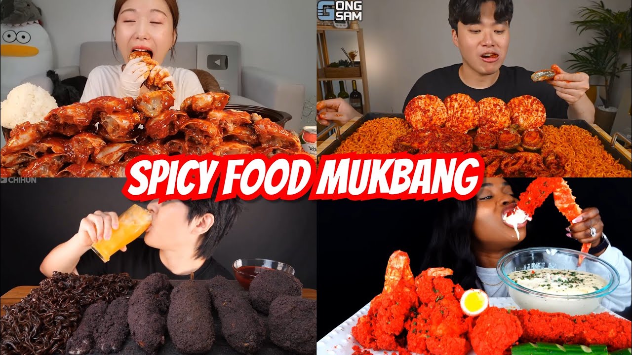 spicy food mukbang that makes you hungryyyyy - YouTube