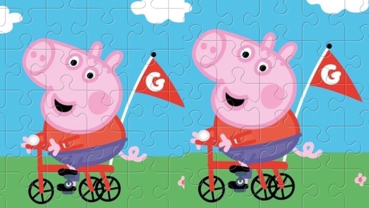 George Pig Riding Bicycle | Peppa Pig Puzzle For Toddlers - YouTube