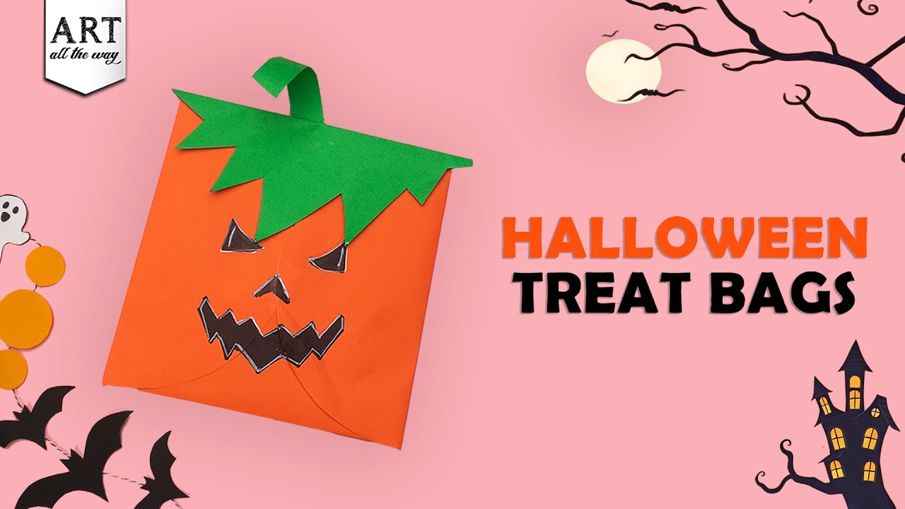 Halloween Treat Bags | DIY Treat Bags | Pumpkin paper craft l Halloween ...