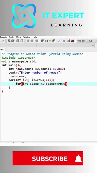Program in which Print Pyramid using Number|#pattern #ytshorts #viralshort #shorts # ...