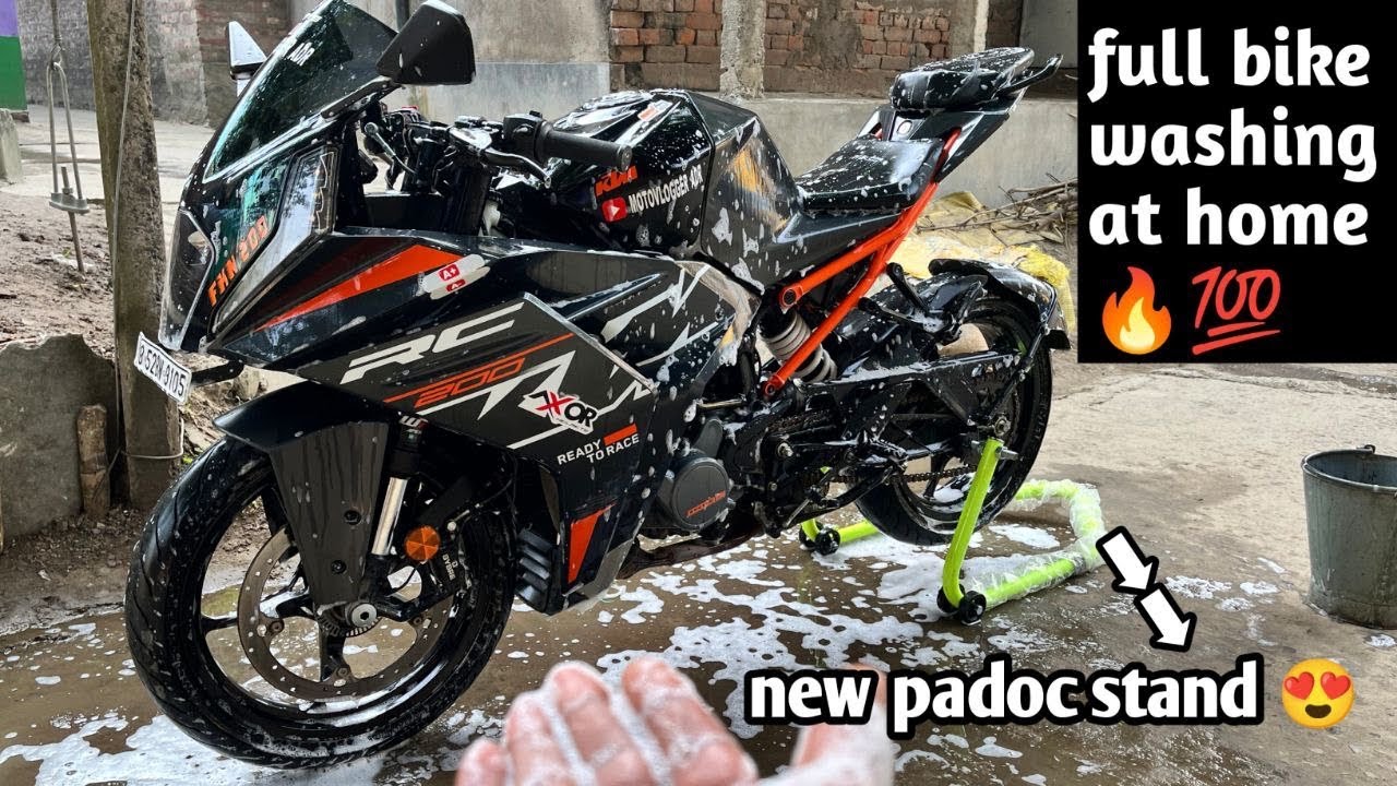 “KTM RC 200 Full Bike Wash Tutorial | New Paddock Stand Setup & Review ...