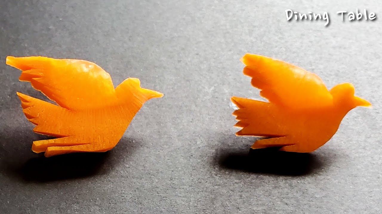 우체국 로고를 연상케하는 새카빙 Beautiful Carrot Bird Carving -Vegetable Carving ...