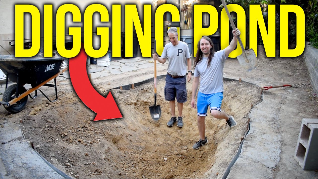 Digging DIY Backyard Garden Pond! Day 7! - YouTube