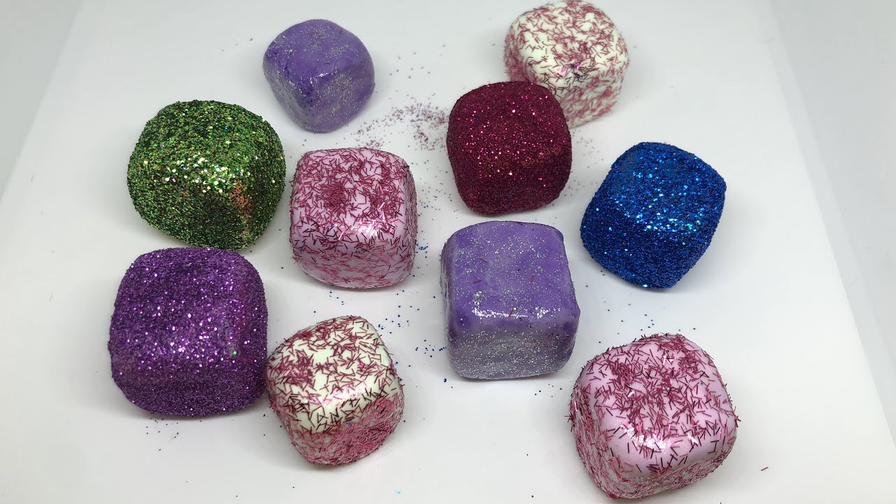 shiny small cubes clay cracking light plasticine relaxing satisfying ...
