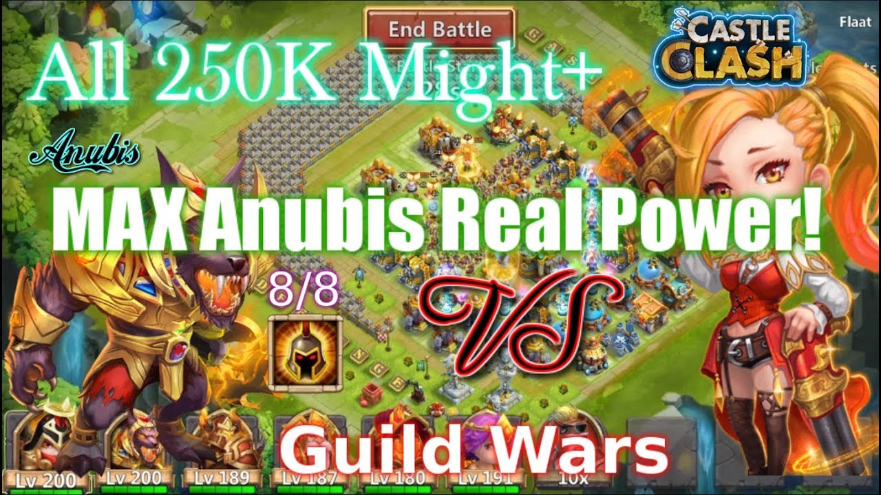 Castle Clash MAX Anubis Guild Wars_ All 250+ Might_ Gunslinger Base ...